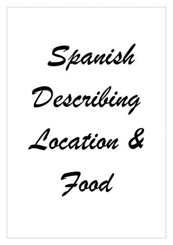 Spanish Describing Location and Food Worksheets by Worksheet Whisperer