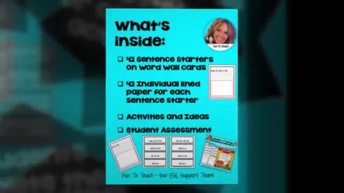 Sentence Starters - ESL - Kindergarten & 1st Writing Prompts & Sentence ...