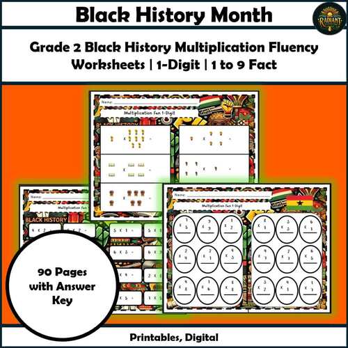 Grade 2 Black History Multiplication Fluency Worksheets | 1-Digit | 1 ...
