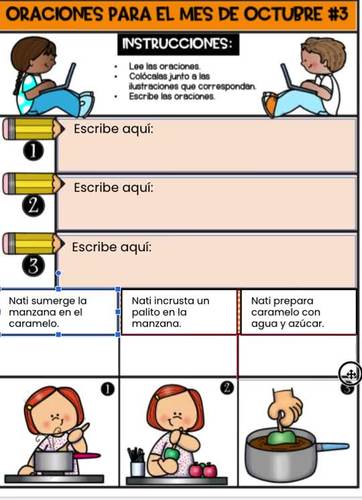 OCTOBER MATCH UP SENTENCES IN SPANISH - DIGITAL & PRINT | TpT