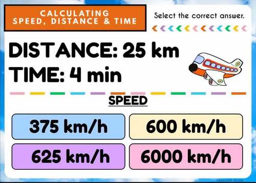 Calculation for Speed Distance and Time, Speed Formula Practice, Boom ...