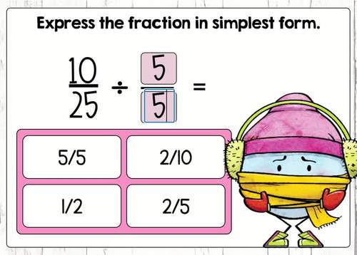 Fractions in Simplest Form Winter Boom Cards and Printable Worksheet ...