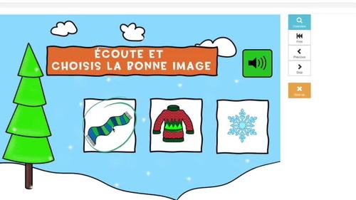 French WINTER Vocabulary Activities | BOOM CARDS | Hiver | Listening