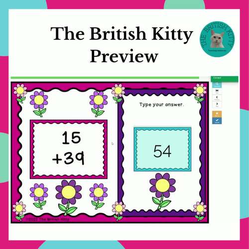 2 Digit Addition To 100 With Regrouping Boom Cards™ by The British Kitty