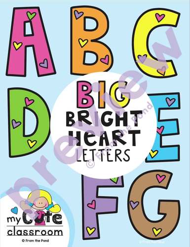 Chunky Bulletin Board and Classroom Letters with Hearts by From the Pond