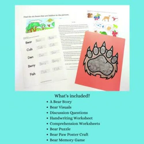Bear Lesson with Story Worksheets Crafts and More by More Than Just Reading