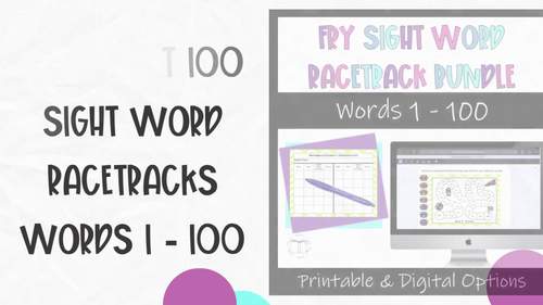 Fry Sight Word Fluency Racetrack Bundle | Words 1 - 100 | Digital