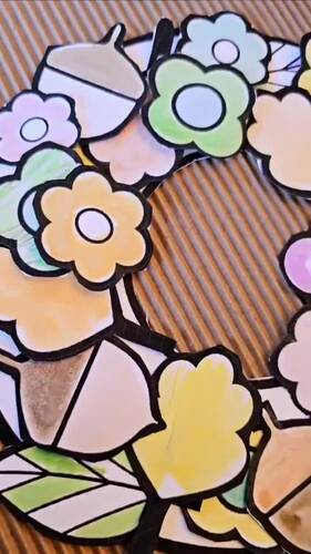 Thanksgiving Fall Autumn Wreath Craft Template Photo Art Project Build ...