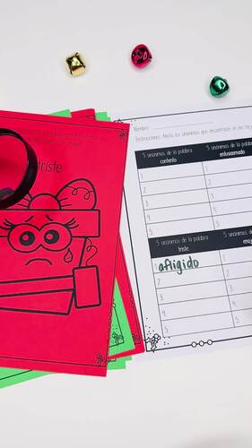 Synonyms in SPANISH Holiday Vocabulary Hunt - Sinonimos Centros y ...