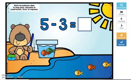 French Subtraction | Soustraction 1 à 10 BOOM CARDS Distance Learning