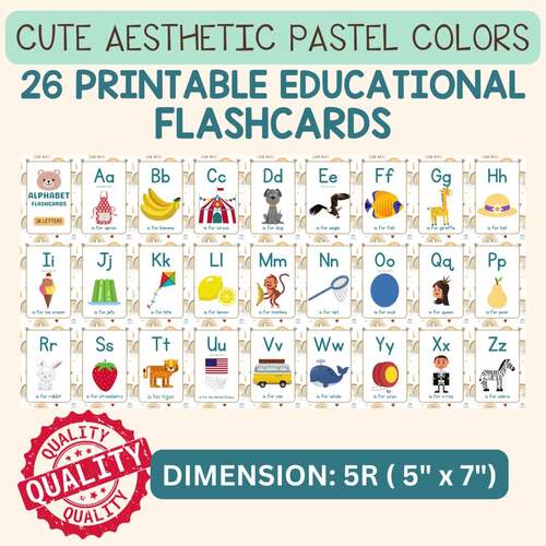 Aesthetic ABC Alphabet Flashcards - 5R Digital Download - Letter ...