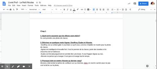 Le Petit Nicolas - Vidéo de la correction des questions du chapitre 1