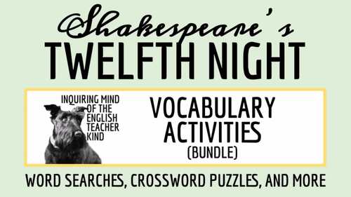 Shakespeare's Twelfth Night Vocabulary Games for High School Bundle ...