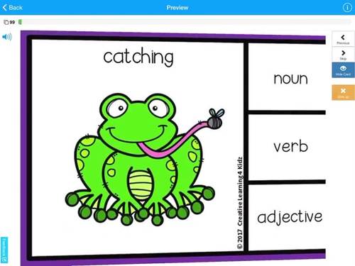 Parts of Speech Boom Cards for Distance Learning by Creative Learning 4 ...