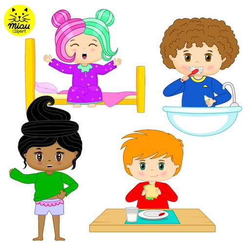 Daily Routine Clip Art - Schedule - Kids PNG and GIFs by Miau clipart