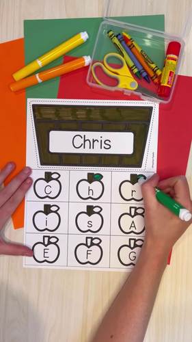 Fall Apple Basket Name Craft Editable by Preschool Packets | TPT
