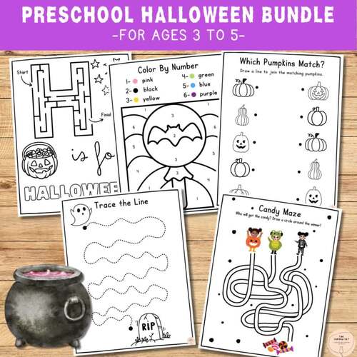 Halloween Preschool Printable, Halloween Preschool Bundle, Daycare Activity