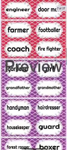 100 Nouns Flashcards - Common People Word Cards -Occupation-Vocabulary ...
