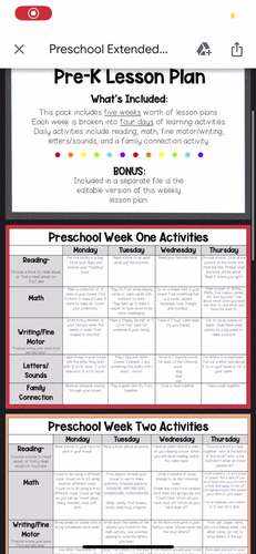 Five Week Preschool/Pre-K Lesson Plan by Brianna's Little Learners