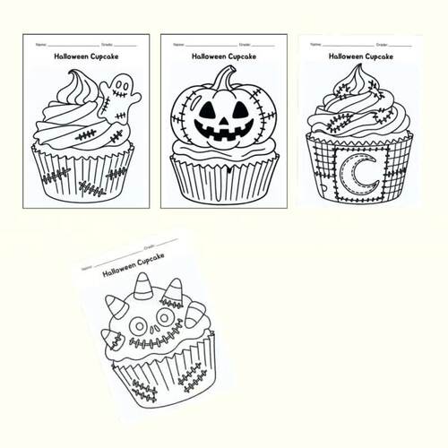 Halloween Cupcake Coloring Pages – Cute Halloween Treats for Kids