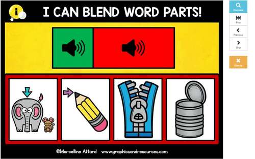 BLENDING CVC WORDS ONSET AND RIME BOOM CARDS PHONOLOGICAL AWARENESS ...