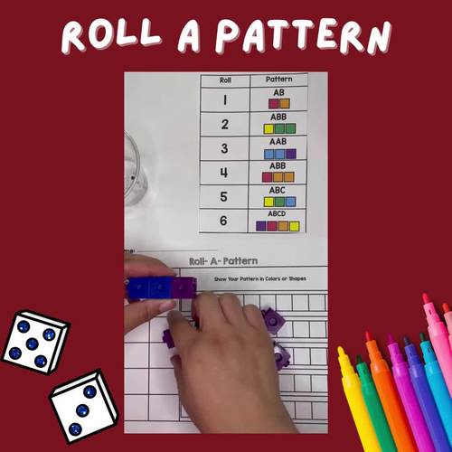 Pattern Activity Math Center - Roll A Pattern with Unifix, or Snap Cubes