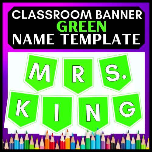 Printable Green Name Banner → Editable Bulletin Board Decor All Letters