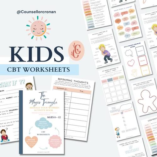 CBT worry workbook for kids, anxiety, confidence, worries, SEL, emotions