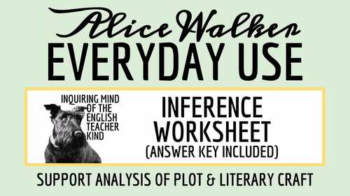 "Everyday Use" by Alice Walker Analysis Worksheet | African American ...