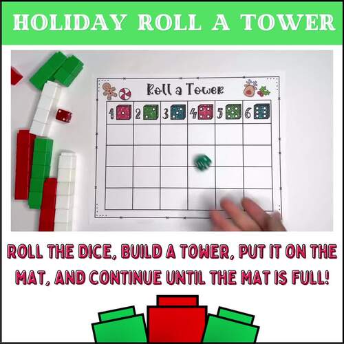 Holiday Roll A Tower Dice Math Center by Tending the Garten | TPT