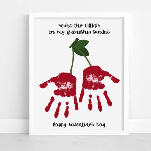 Valentines Handprint Craft | Valentines Day Craft | Cherry Valentines ...