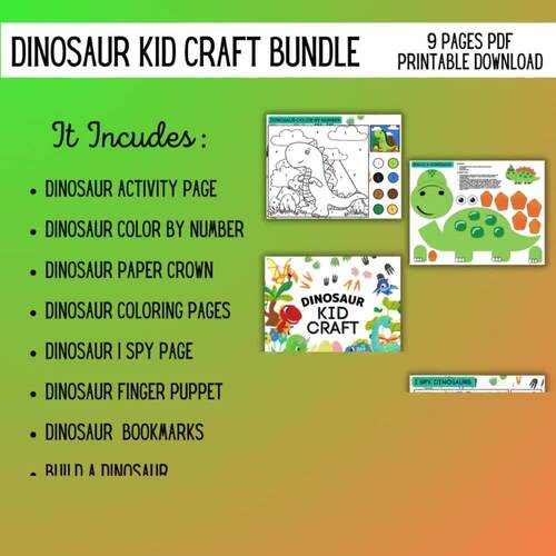 Dinosaur Craft and Activity Bundle | Dinosaur Themed Printables ...