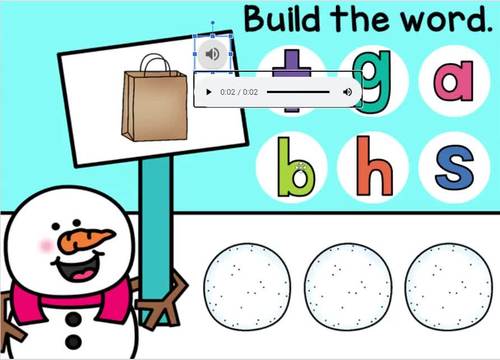 Winter CVC Words Activity for Google Classroom | TPT
