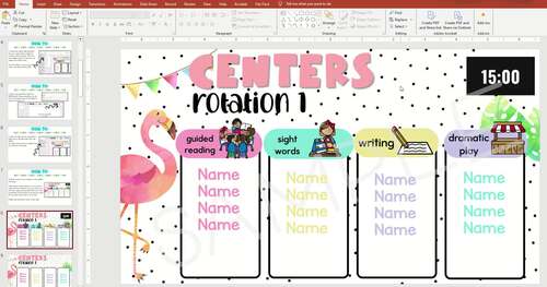 Center Rotation Digital Slides Editable PowerPoint Math and Literacy ...