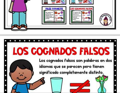 False Cognates Anchor Charts by La Maestra Pati Bilingue | TPT