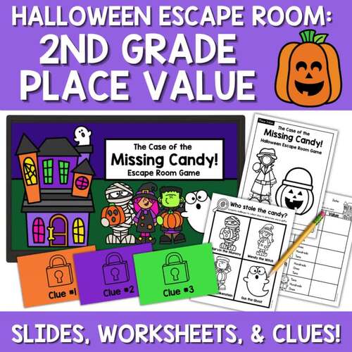 Halloween Escape Room 2nd Grade Place Value Activity | Fun October Math ...
