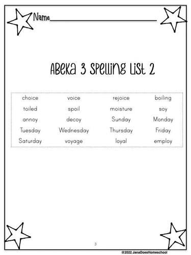 Abeka Spelling & Poetry 3 List 2 - 6th Edition - Practice with -oi and -oy