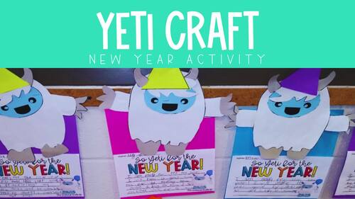 Yeti New Year Bulletin Board | Winter Goal Setting Writing Craft