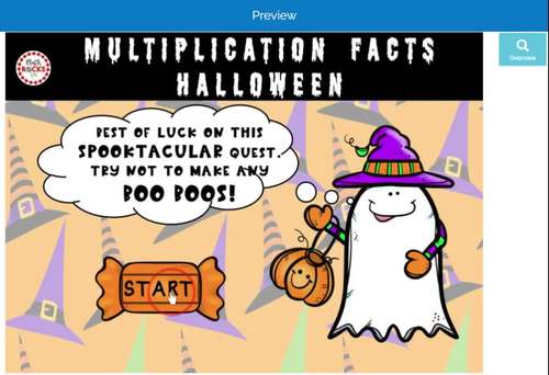 Halloween Multiplication Facts Digital Boom Cards™ Math Activity 3rd Grade