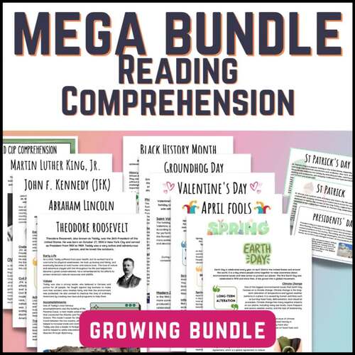 Reading Comprehension MEGA Growing Bundle | Reading Skills | TPT
