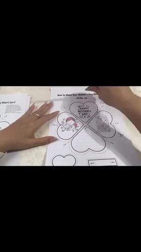 Mother’s day 3d pop-up heart card craft – printable coloring activity