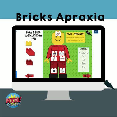 Bricks Apraxia Boom Cards™ & Printable Articulation Worksheets CVC and More
