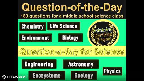 QUESTION-A-DAY FOR SCIENCE - 180 warm-up questions for Middle or High ...