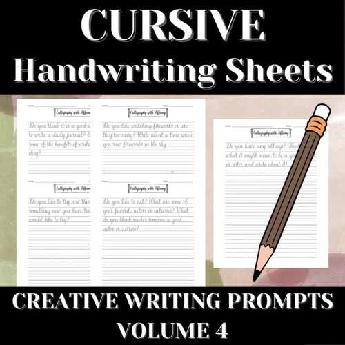 50 CREATIVE WRITING PROMPTS VOL. 4 | Fun Cursive Handwriting & Storytelling