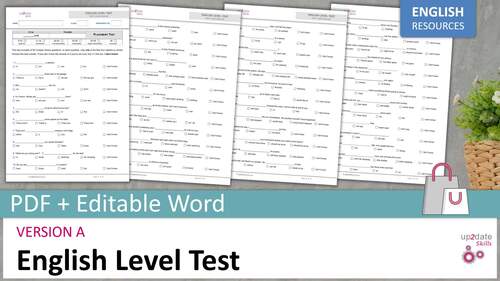 English Placement Test A (PDF + editable Word) by up2dateskills | TPT