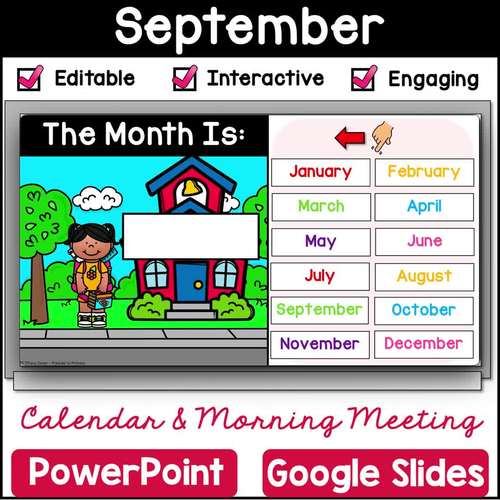 DIGITAL September Calendar & Morning Meeting - PowerPoint & Google ...