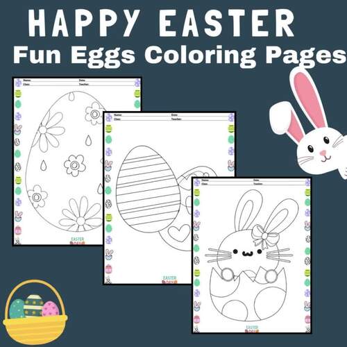 Easter Egg Coloring Pages Fun March Spring Activity Worksheets Print ...