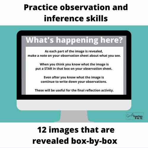 Inference skills practice with image reveal activities by SmithTeaches9to12