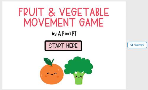 Fruit and Vegetable Gross Motor Movement Game | Boom Cards Deck by A ...