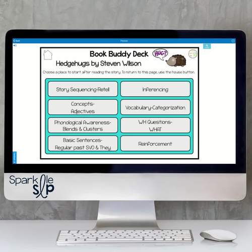Hedgehugs Book Companion | Boom Cards™️ Deck | Teletherapy by Sparklle SLP